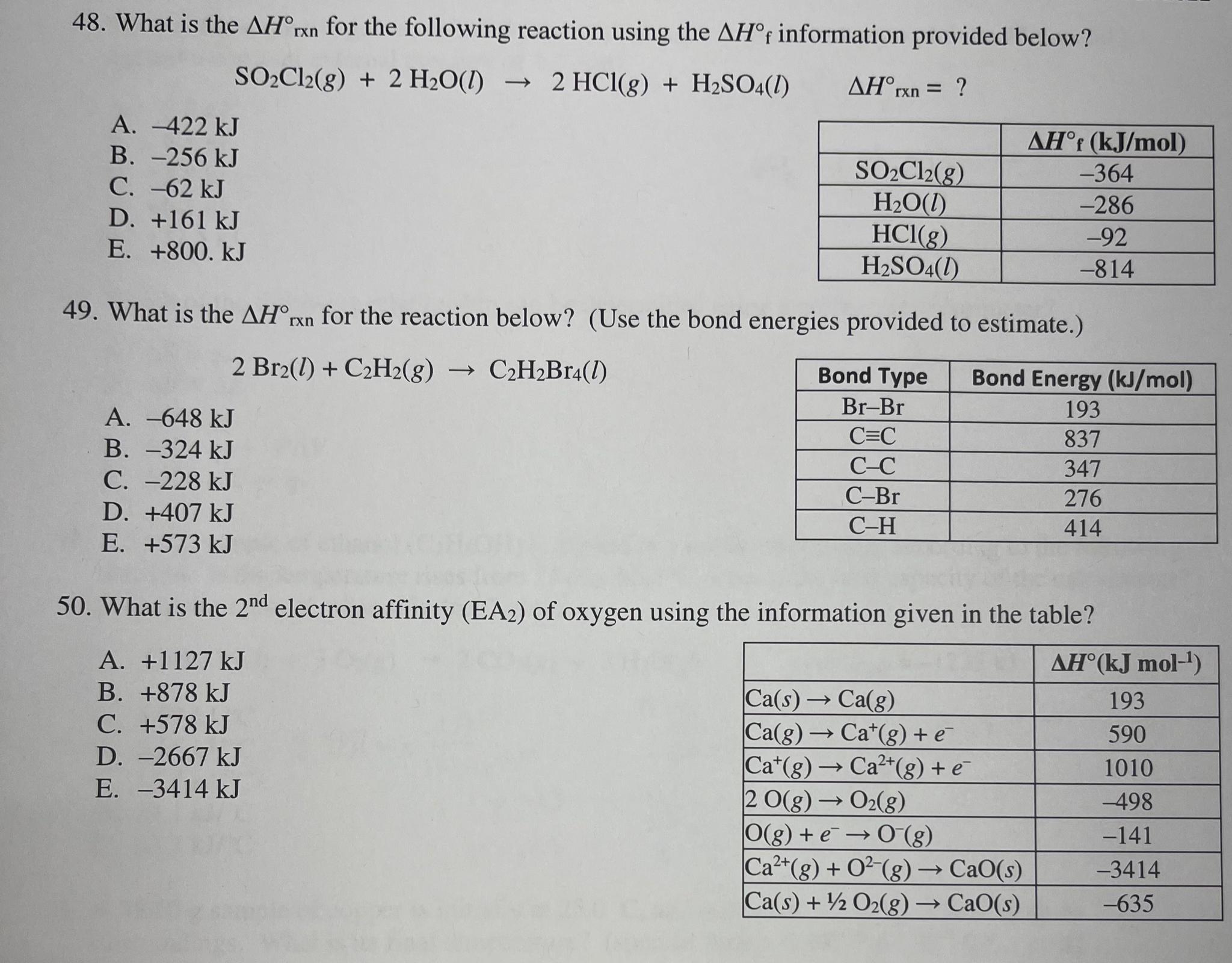 Solved What is the ΔH°?rxn ﻿for the following reaction | Chegg.com