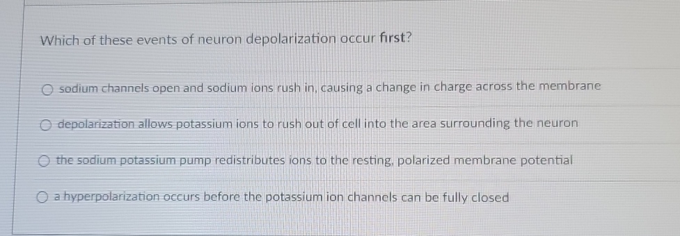 Solved Which of these events of neuron depolarization occur | Chegg.com