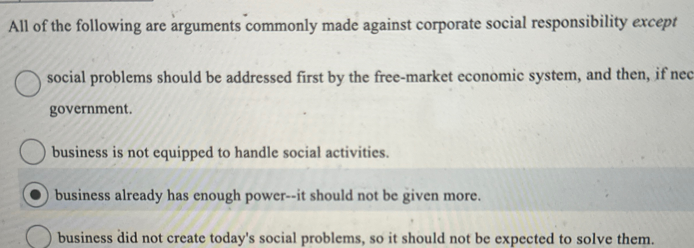 Solved All of the following are arguments commonly made | Chegg.com