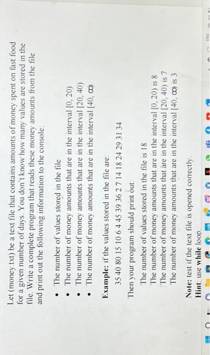 Solved Let (money txt) be a text file that contains amounts | Chegg.com