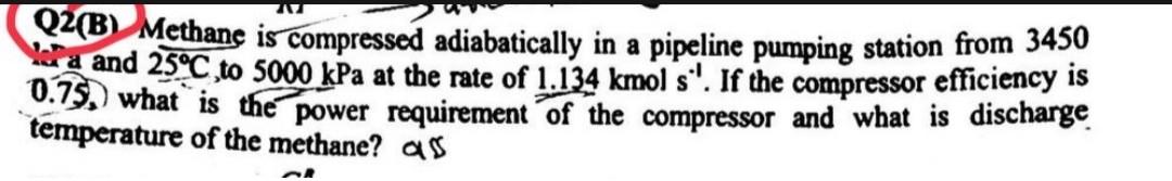 Solved Q2(B) Methane is compressed adiabatically in a | Chegg.com