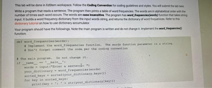 Solved This lab will be done in EdStem workspace. Follow the | Chegg.com