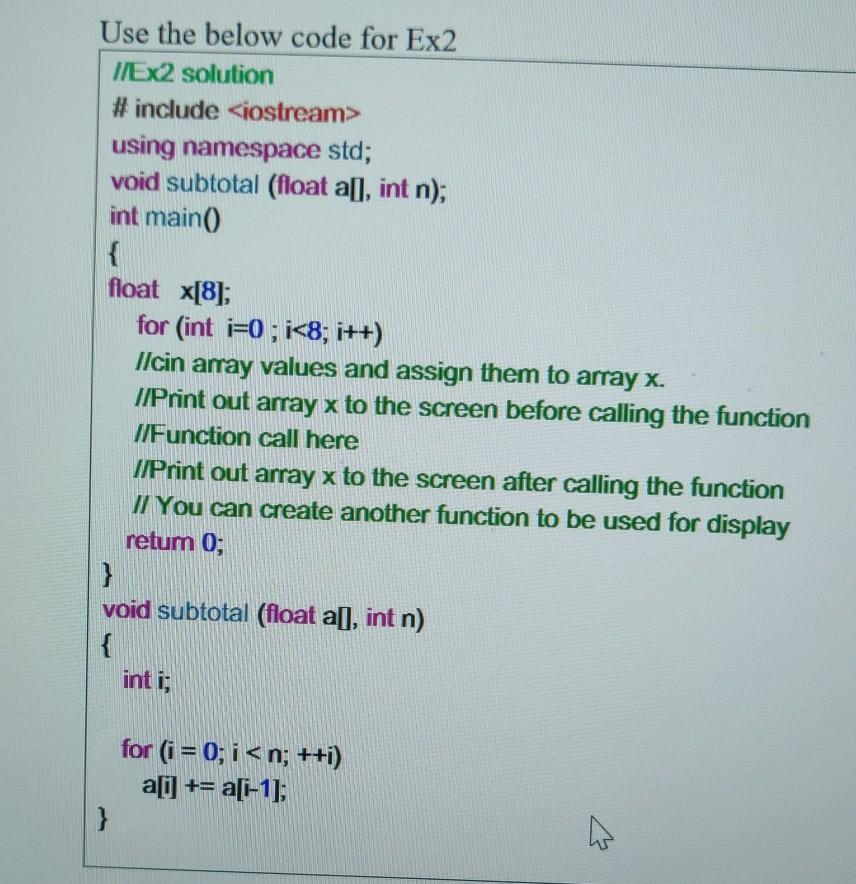 Solved Exercise 2: Write a function named "subtotal” takes | Chegg.com