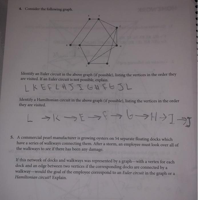 Solved L水e→f→ghij 4 Consider The Following Graph Identify 