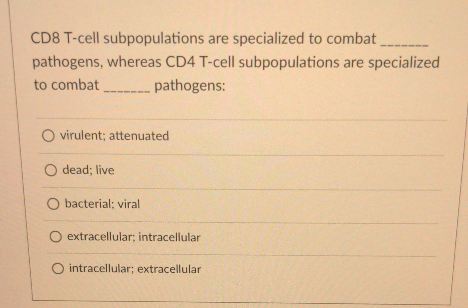 Solved Cd8 T Cell Subpopulations Are Specialized To Combat