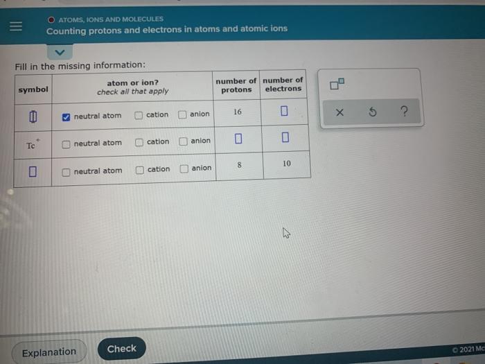 Solved E O ATOMS, IONS AND MOLECULES Counting protons and | Chegg.com