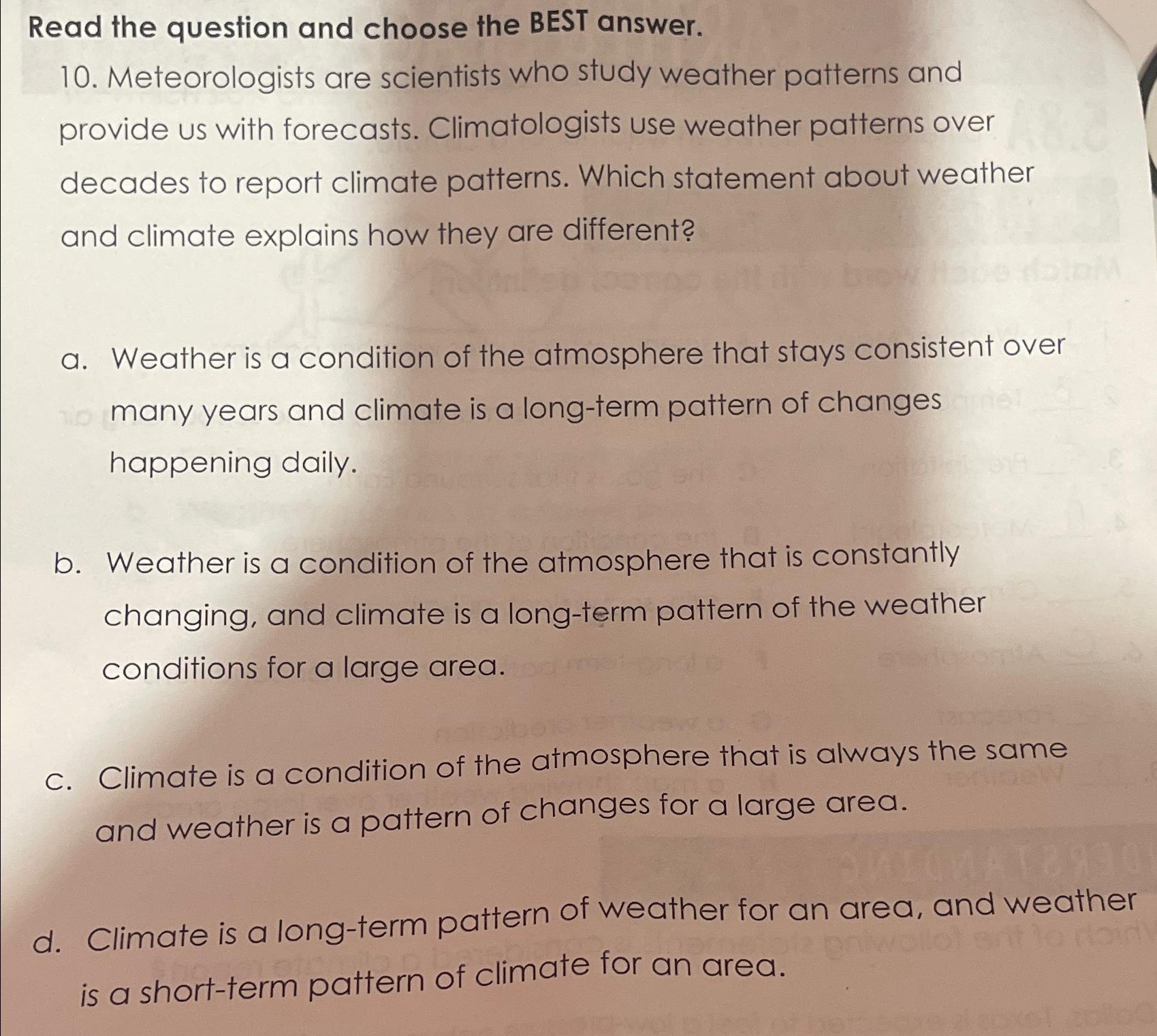 Solved Read the question and choose the BEST answer.10. | Chegg.com