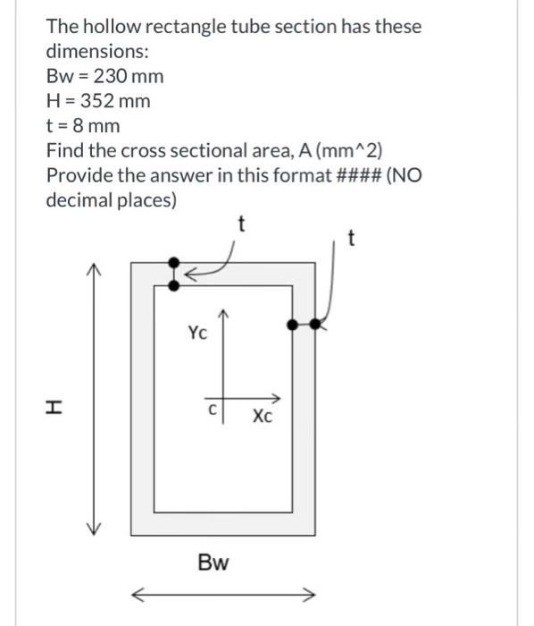Solved The hollow rectangle tube section has these | Chegg.com
