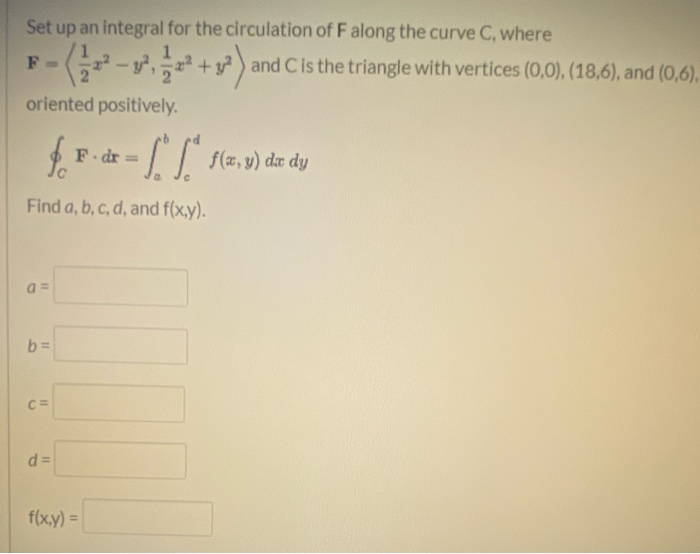 Solved Set up an integral for the circulation of F along the | Chegg.com