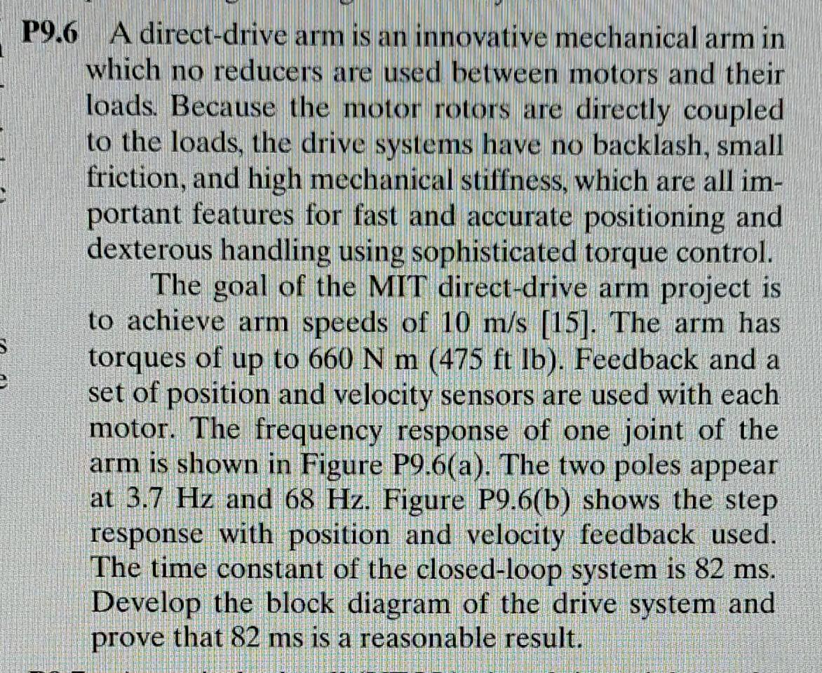 Solved 9.6 A direct-drive arm is an innovative mechanical | Chegg.com