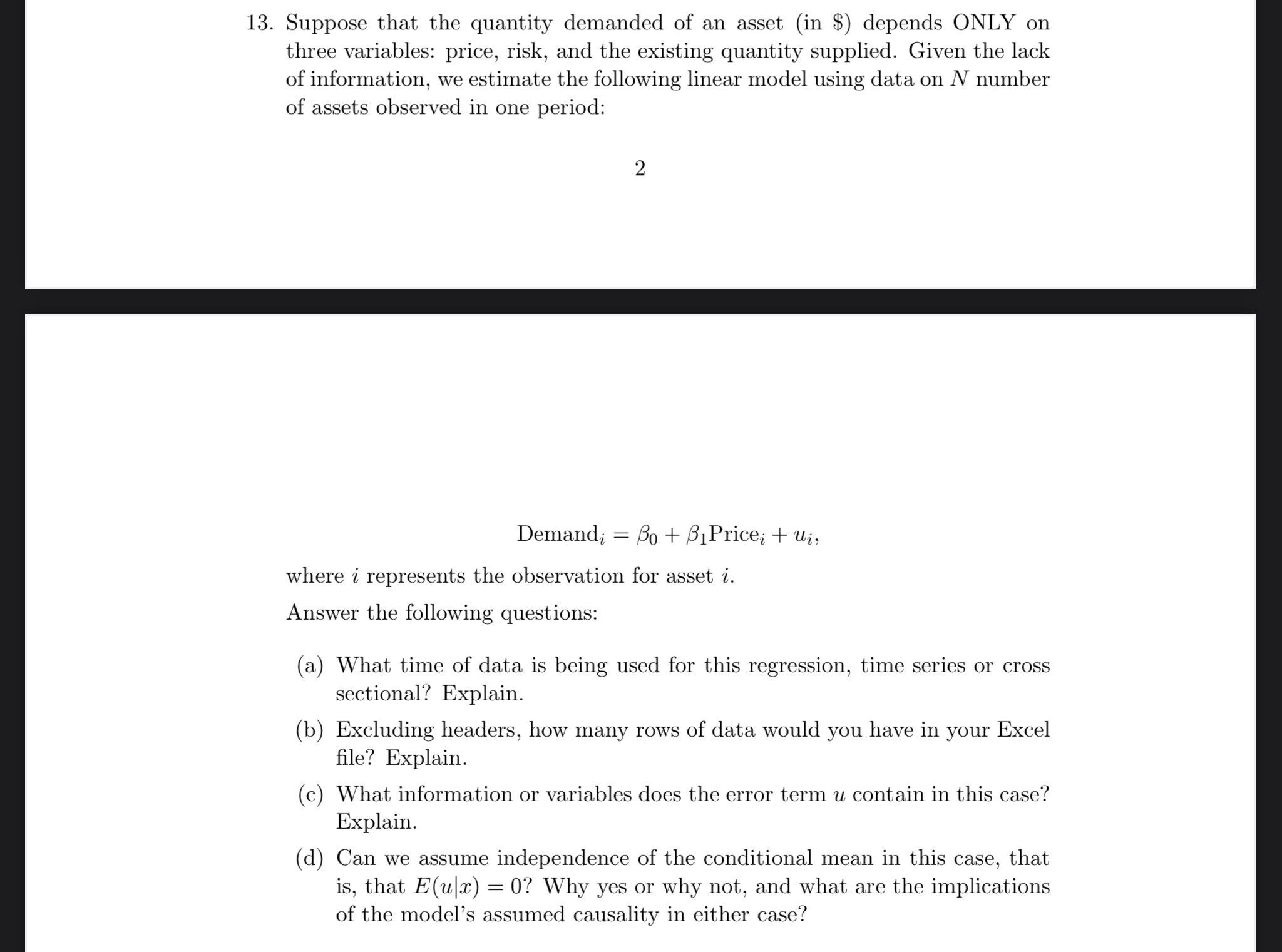 Solved Suppose that the quantity demanded of an asset (in $) | Chegg.com