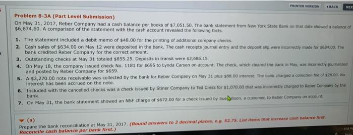 Solved BACK NEK PENTER VERSION Problem 8-3A (Part Level | Chegg.com