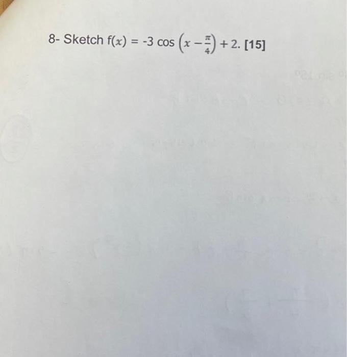 Solved f(x)=−3cos(x−4π)+2 | Chegg.com