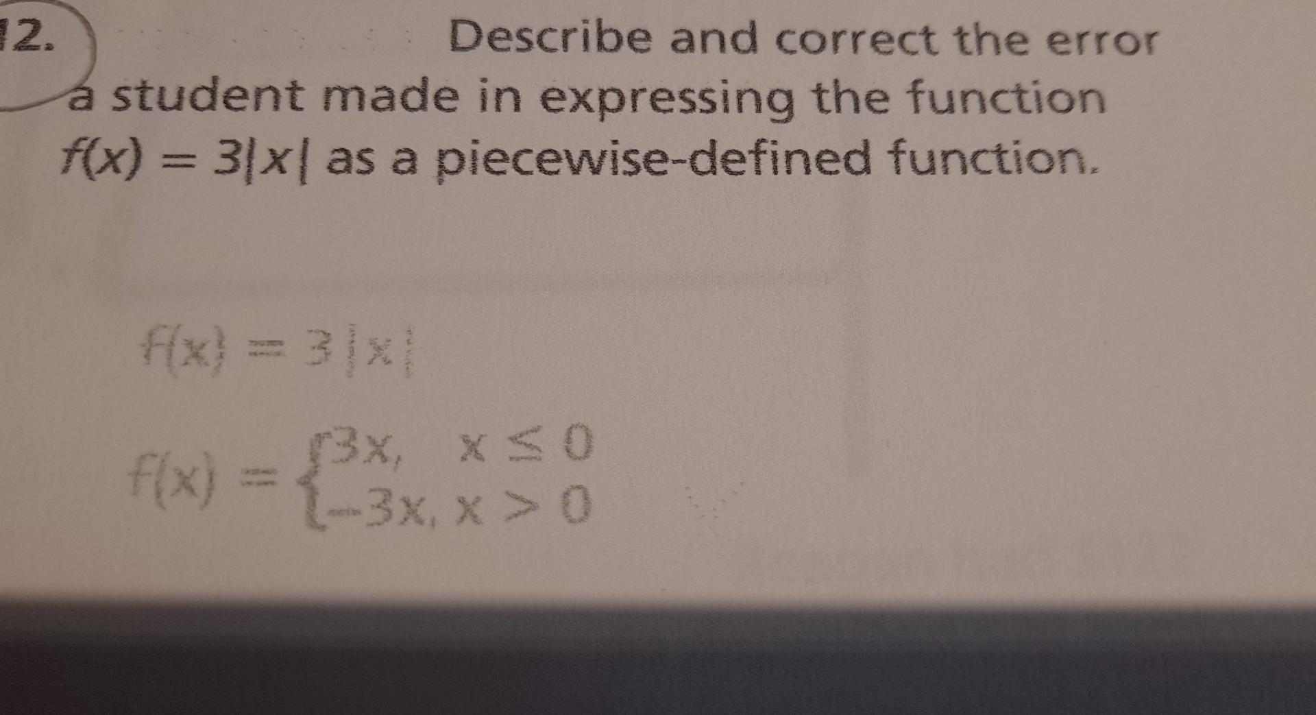 Solved 2. Describe and correct the error a student made in | Chegg.com