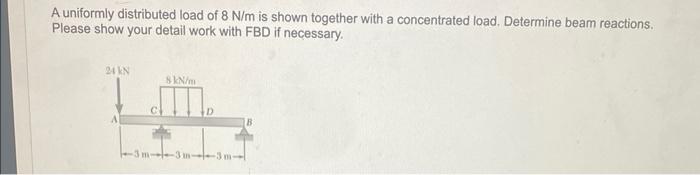 Solved A uniformly distributed load of 8 N/m is shown | Chegg.com