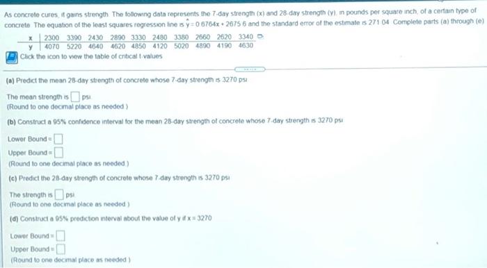 Solved As concrete curest gains strengths. The following | Chegg.com
