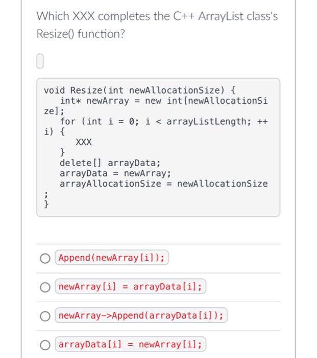 Solved Which XXX should replace the missing statement in the | Chegg.com