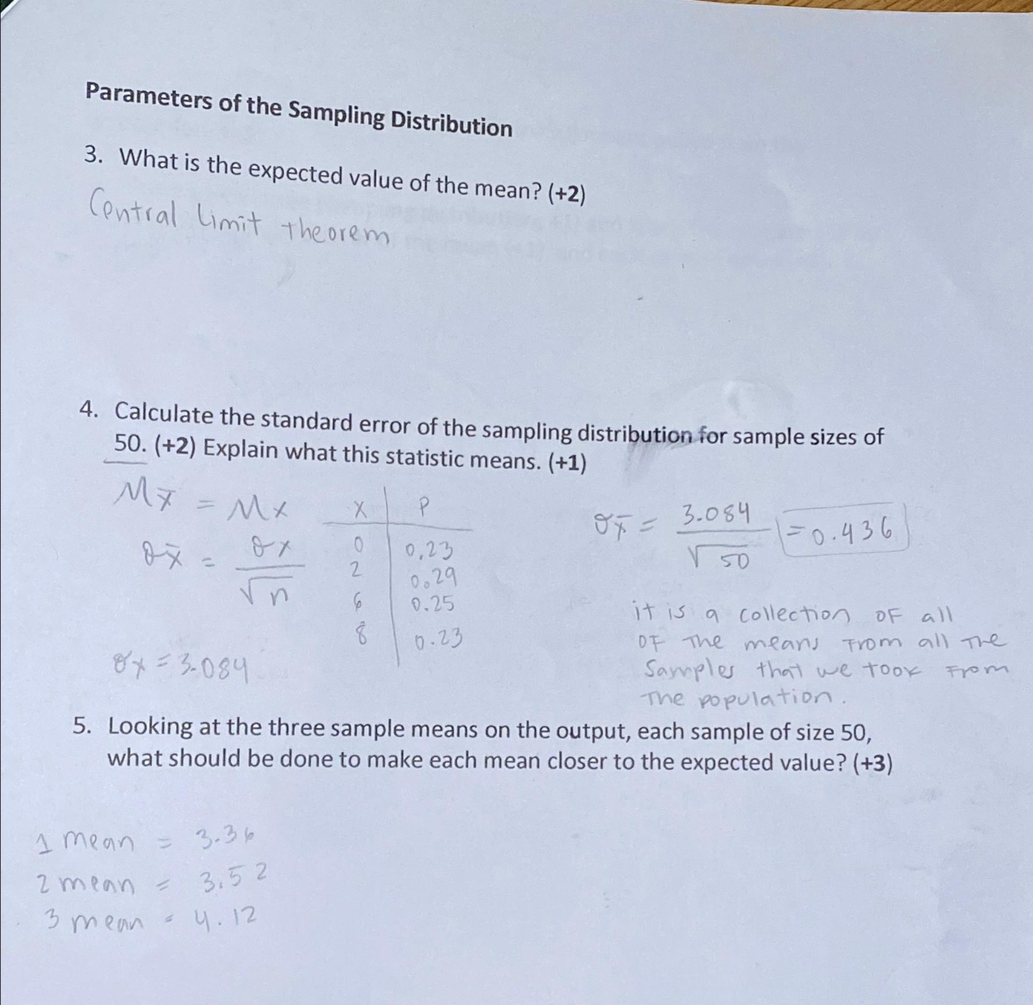 Solved Parameters of the Sampling Distribution3. ﻿What is | Chegg.com