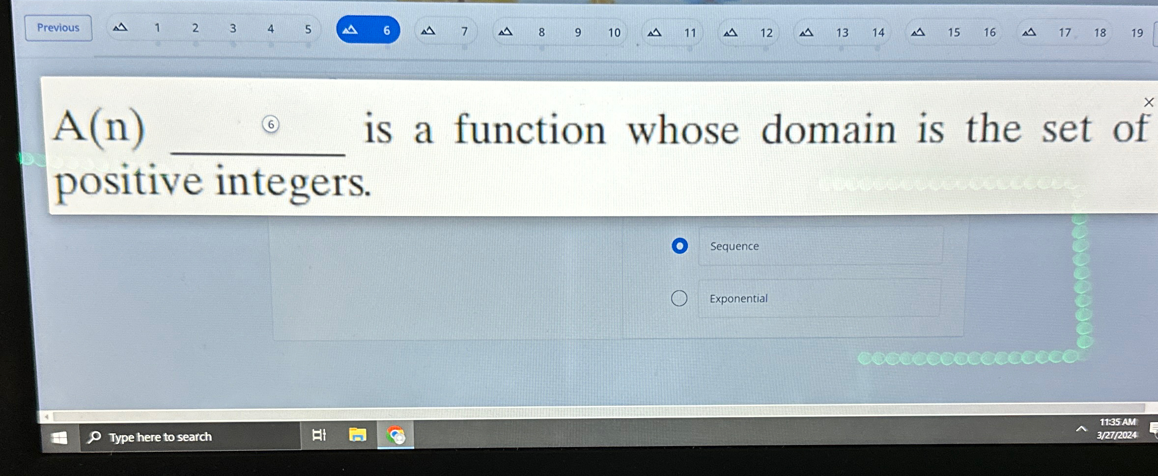 Solved A(n) ﻿is a function whose domain is the set of | Chegg.com