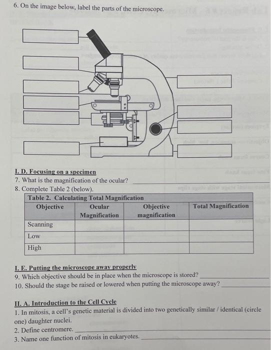 Solved Lab Report #6 - Microscopy, Cells, and Mitosis I. B. | Chegg.com