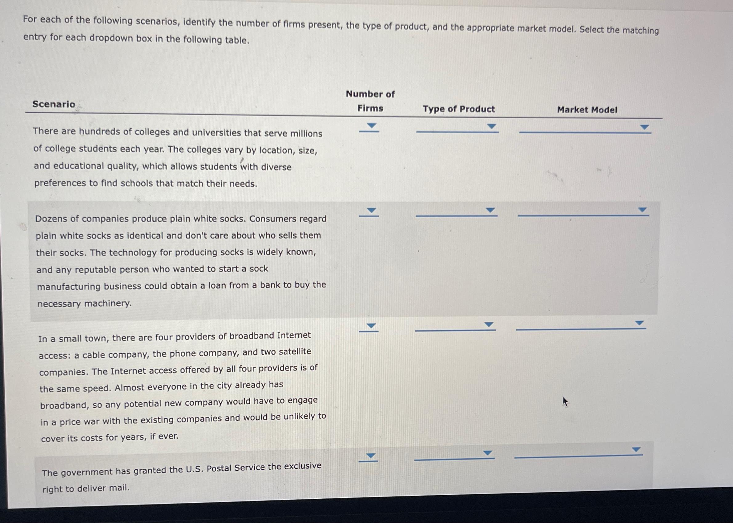 Solved For each of the following scenarios, identify the | Chegg.com