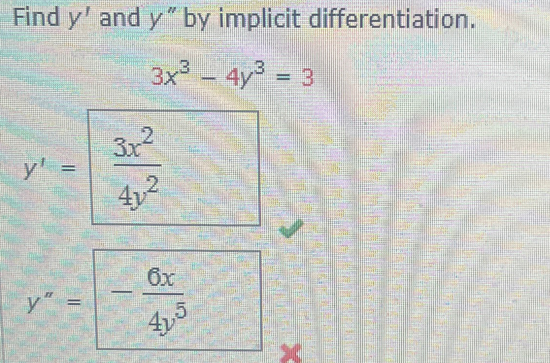 Solved Find y' ﻿and y'' ﻿by implicit | Chegg.com