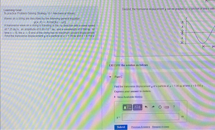 Solved Learning Goal: Second, the transverse dicpacement y | Chegg.com