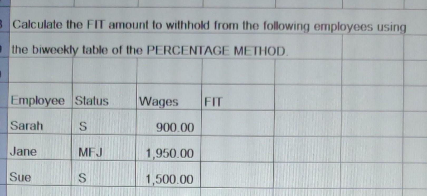 Use the wage-bracket tax tables, standard | Chegg.com