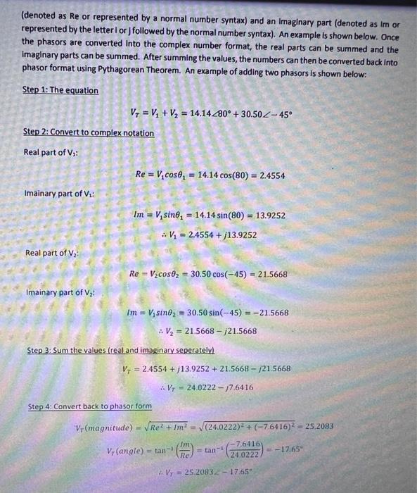 Solved Lab 1 Phasors User Input Error Conditions And Math