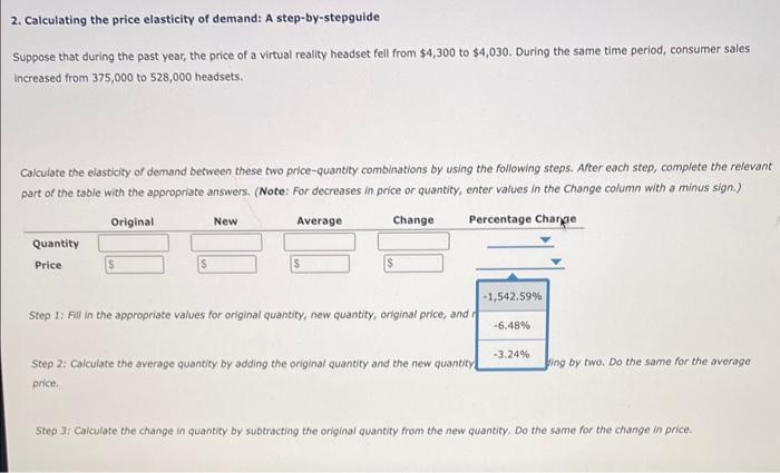Solved Calculating the price elasticity of demand: A | Chegg.com