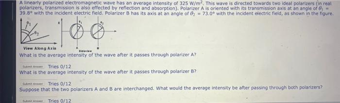 Solved A linearly polarized electromagnetic wave has an | Chegg.com