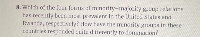 8. Which of the four forms of minority-majority group | Chegg.com