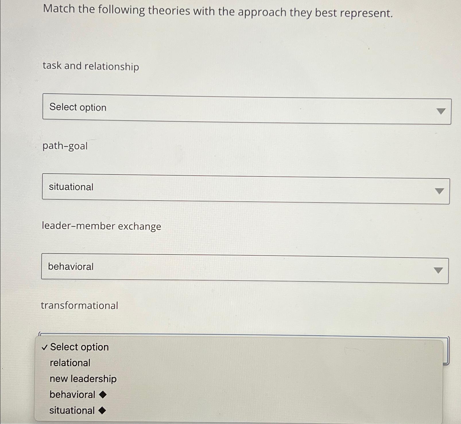 Solved Match the following theories with the approach they | Chegg.com