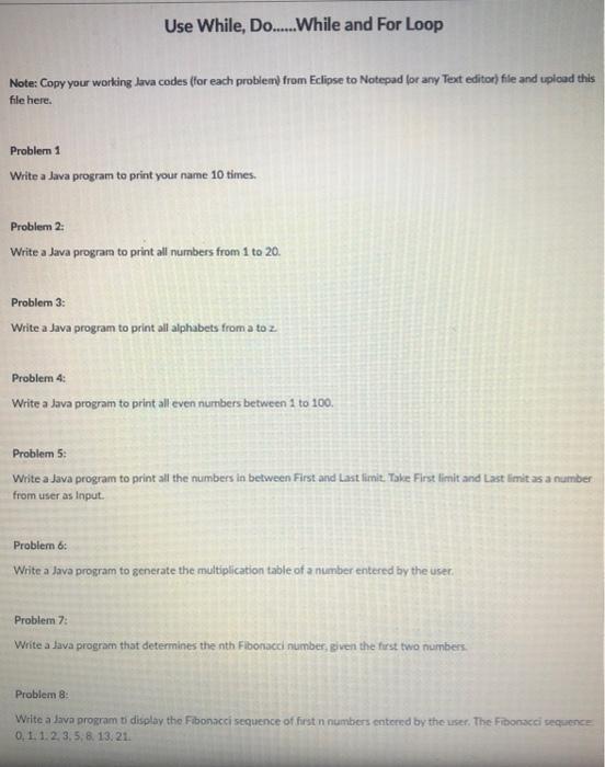 Solved Note: Copy your working lava codes for each problem) | Chegg.com