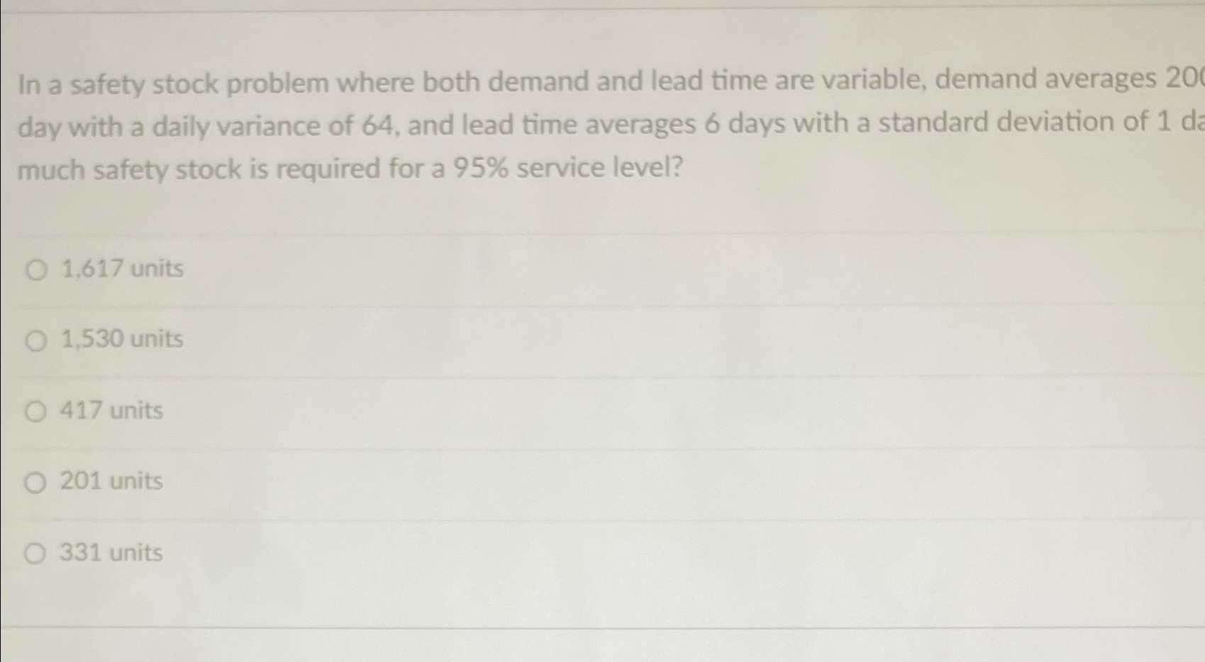 Solved In a safety stock problem where both demand and lead | Chegg.com