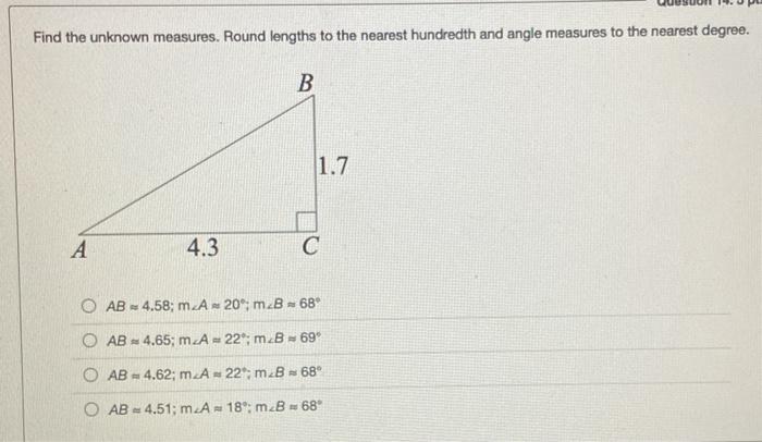 Solved Find the unknown measures. Round lengths to the | Chegg.com