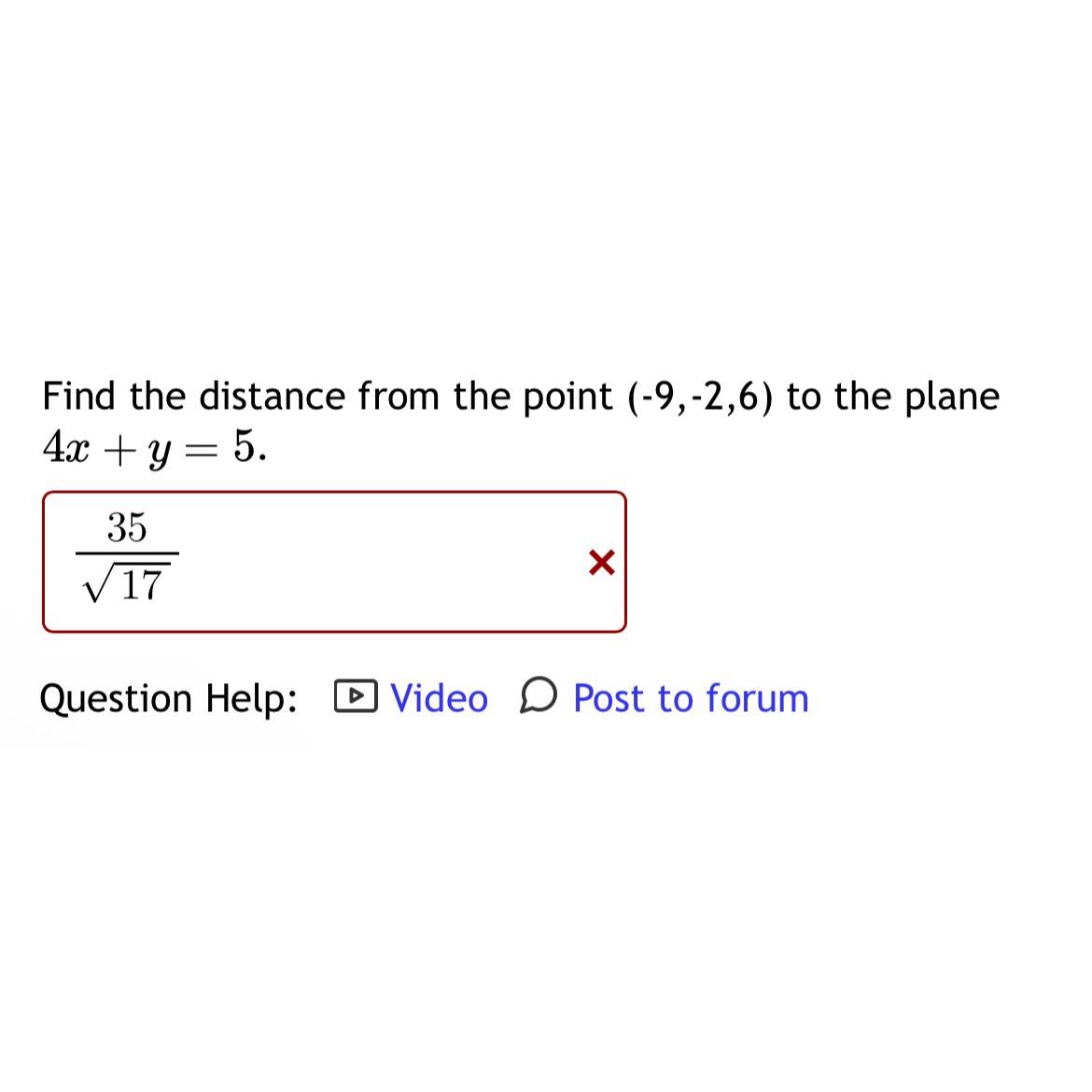 Solved Find the distance from the point (-9,-2,6) ﻿to the | Chegg.com