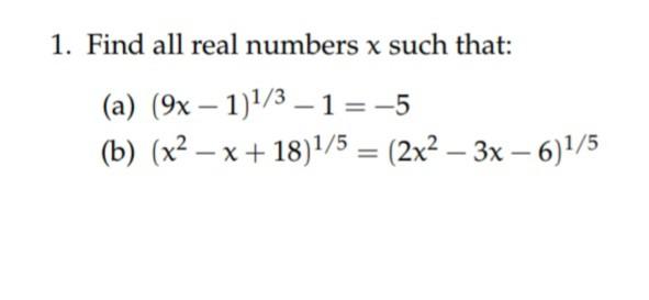 Solved 1. Find all real numbers x such that: (a) | Chegg.com