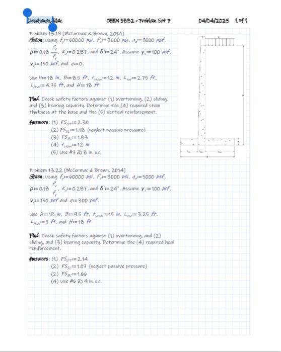 Giva: using fy=60000 psi, fz=3000 psi, 4n=5000 psf. | Chegg.com