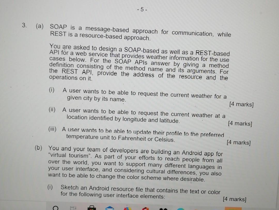 Solved -5- 3. (a) SOAP is a message-based approach for | Chegg.com