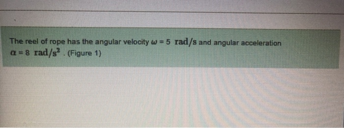 Solved The reel of rope has the angular velocity w = 5 rad/s | Chegg.com