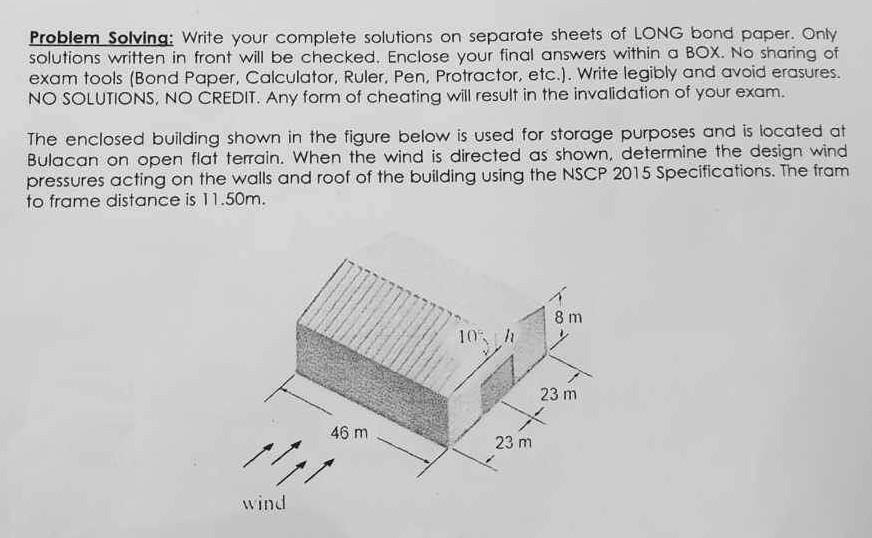 Problem Solving: Write your complete solutions on | Chegg.com