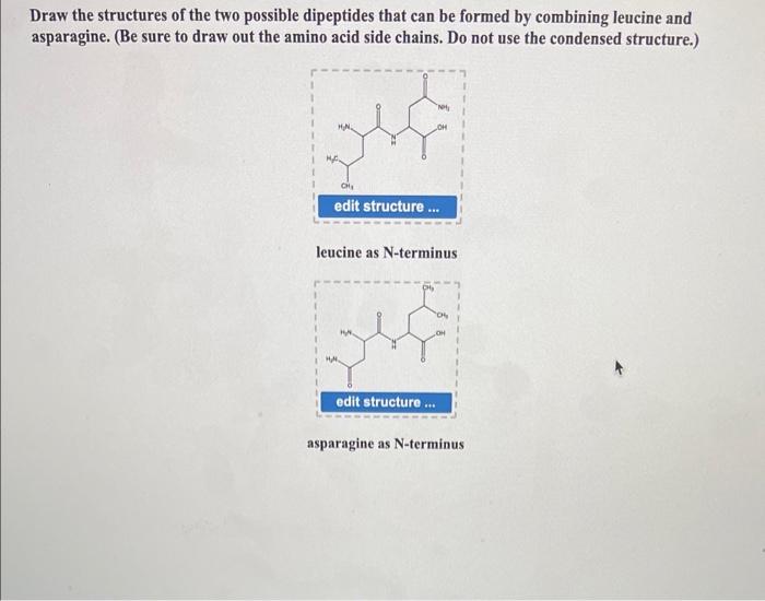 Solved Draw the structures of the two possible dipeptides | Chegg.com