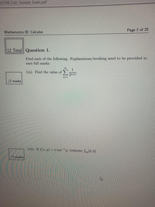 Solved at/1/18 Calc Sample Exam.pdf Page 2 of 25 Mathematics | Chegg.com
