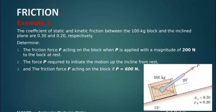 Solved FRICTION Example Determine the range of values, which | Chegg.com