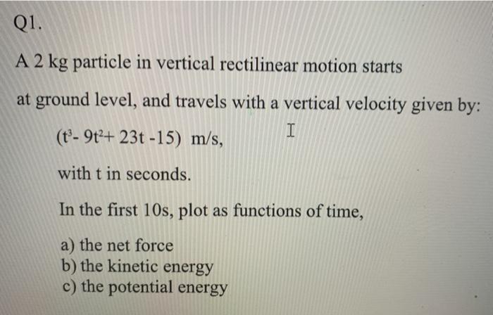 Solved Q1. A 2 kg particle in vertical rectilinear motion | Chegg.com