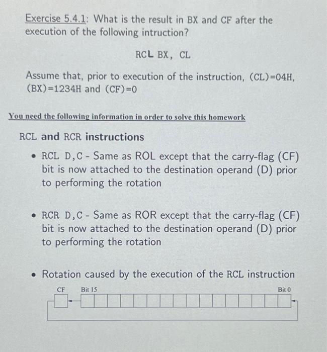 Solved Exercise 5.4.1: What is the result in BX and CF after | Chegg.com