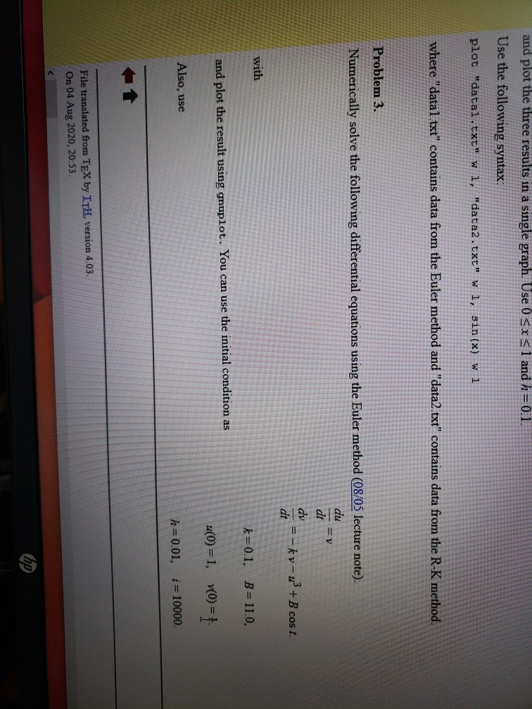 Solved Homework #8 Due: August 12, 2020 Problem 1. Remove | Chegg.com