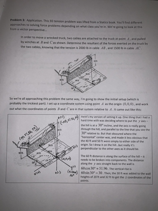 Solved Problem 3: Application. This 3D tension problem was | Chegg.com