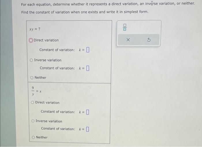 Solved For each equation, determine whether it represents a | Chegg.com